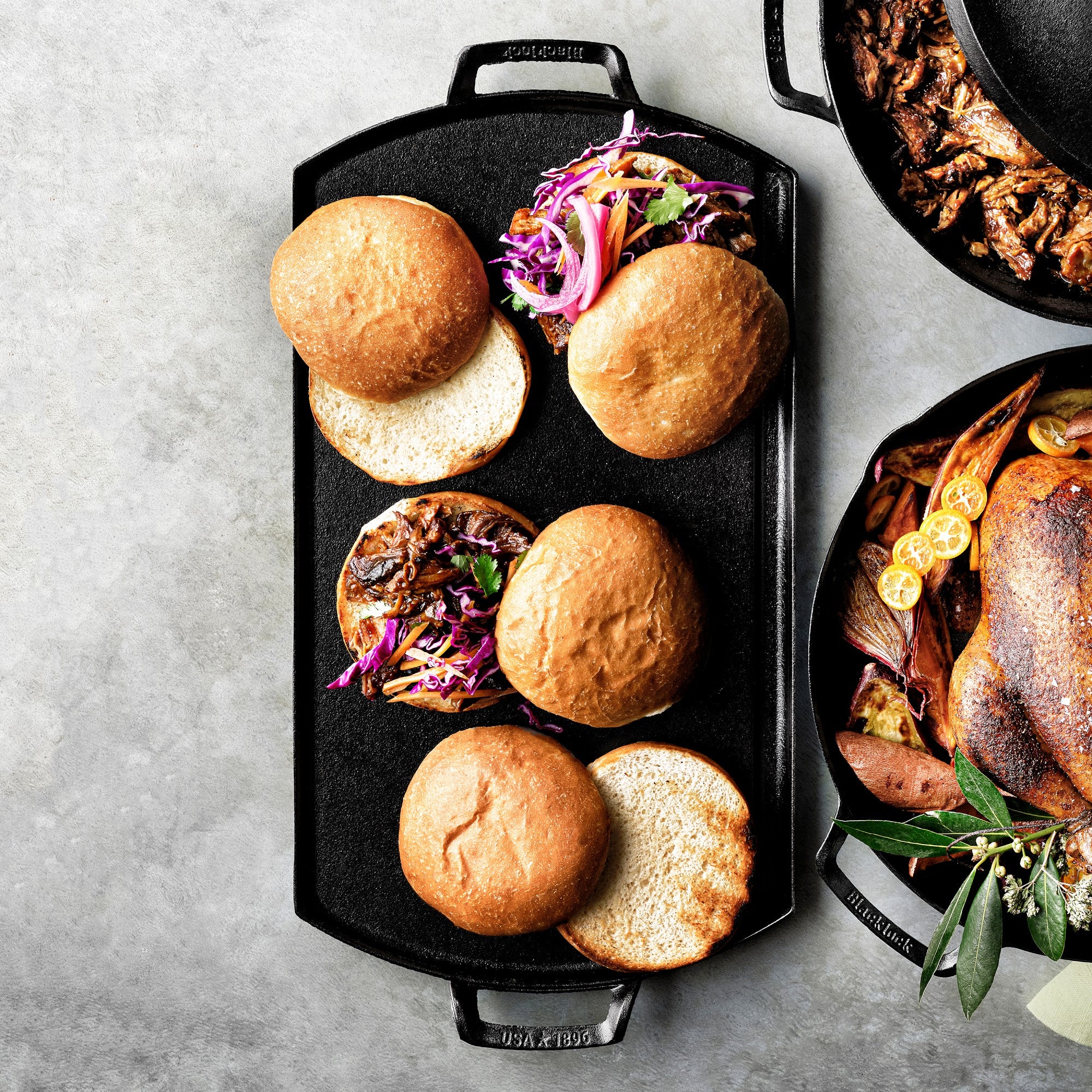 LODGE BLACKLOCK TRIPLE SEASONED CAST IRON DOUBLE BRUNER GRIDDLE